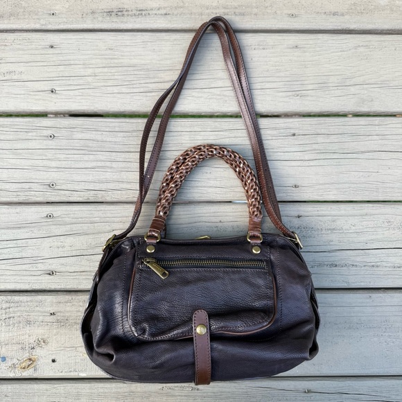 Gryson | Bags | Joy Gryson Olivia Espresso Brown Black Textured Handbag ...